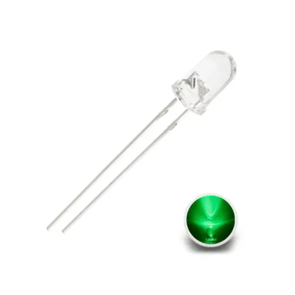5mm Transparent Green LED – Indicator Light | RoboNest